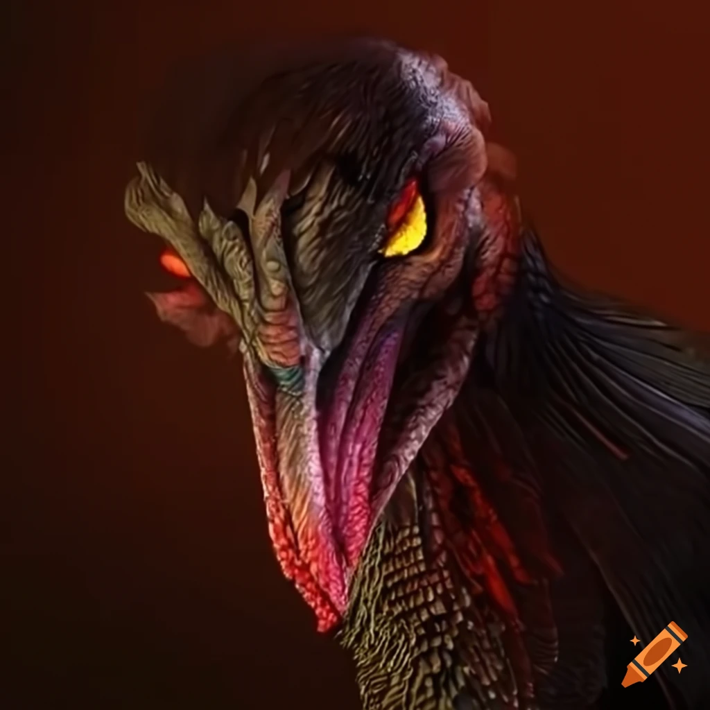 Digital art of a turkey-demon hybrid talking on Craiyon