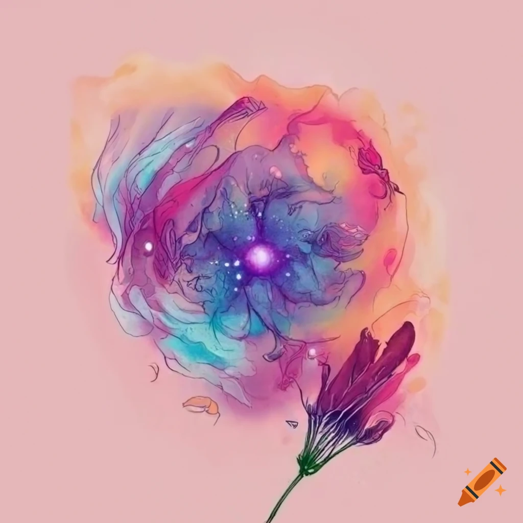 Hand drawn illustration of nebula bloom