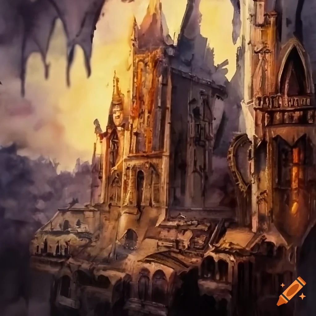 Sci-fi artwork of a gothic hive-city on Craiyon