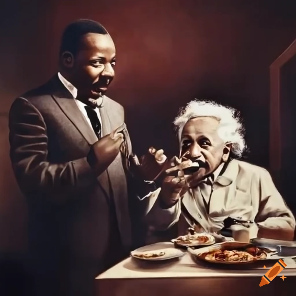 Martin luther king and albert einstein having dinner