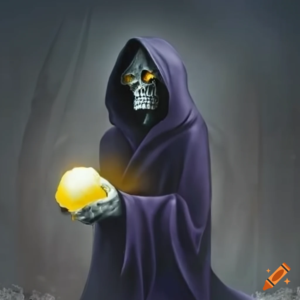 Image of the Grim Reaper holding a melting yellow snowball on Craiyon