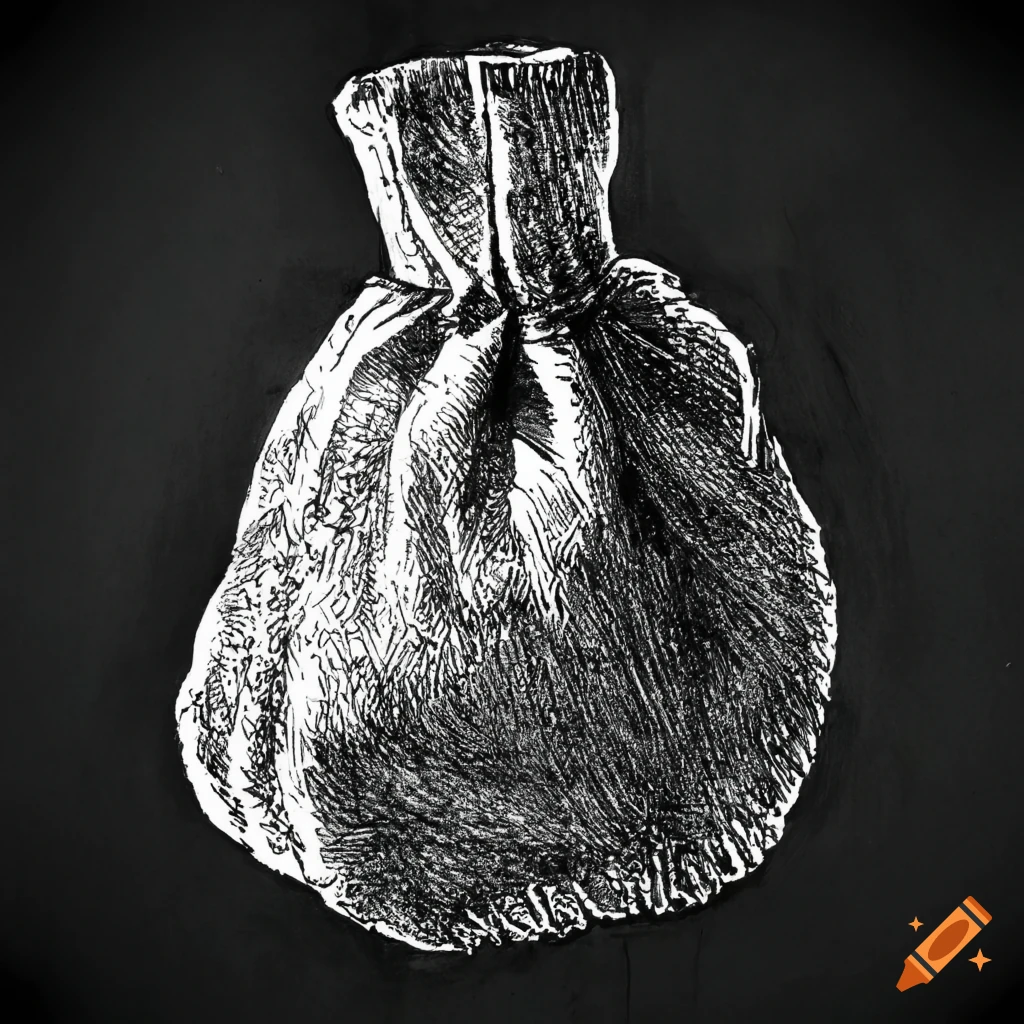 Ink drawing of ancient pouches