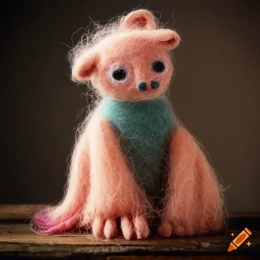 Felted wool space creatures in the cosmos on Craiyon