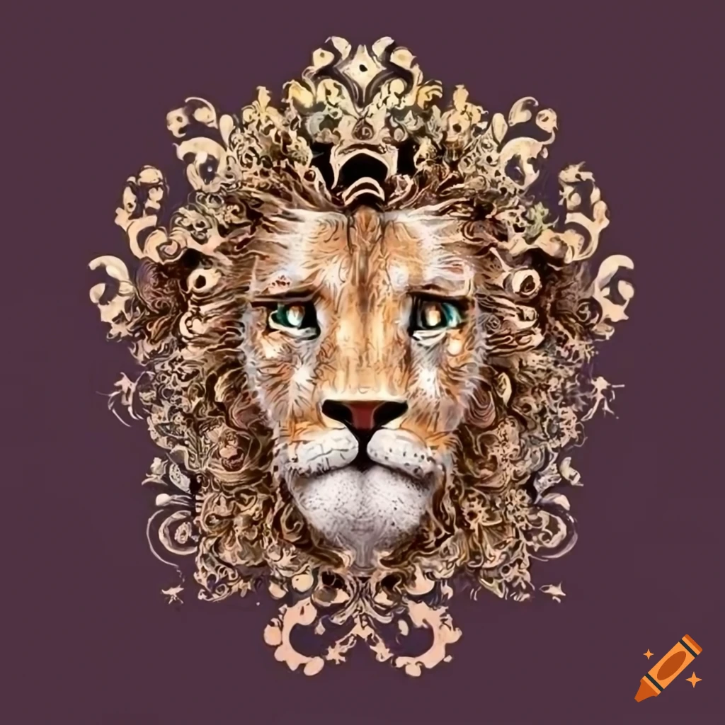 Ornate floral lion design on Craiyon