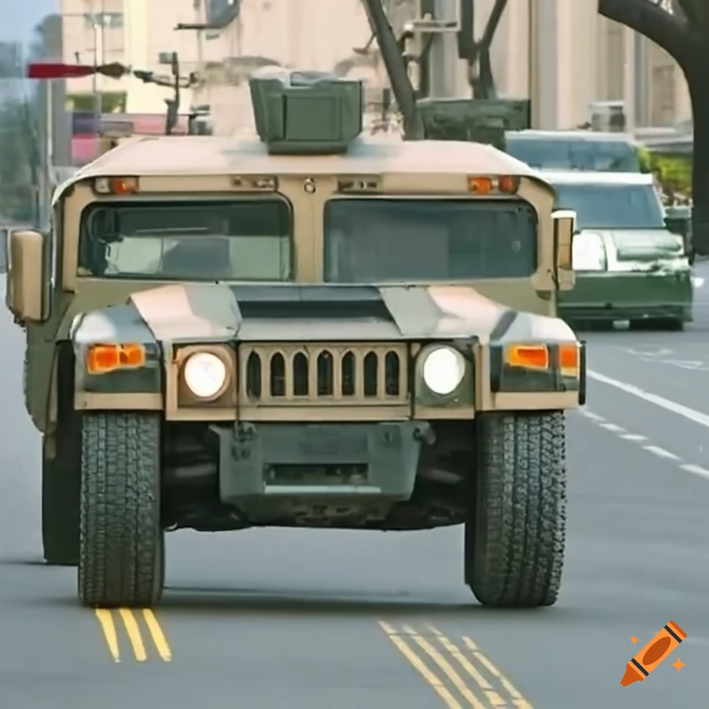Military humvee driving on the streets of koreatown, la, usa, 2003 on ...