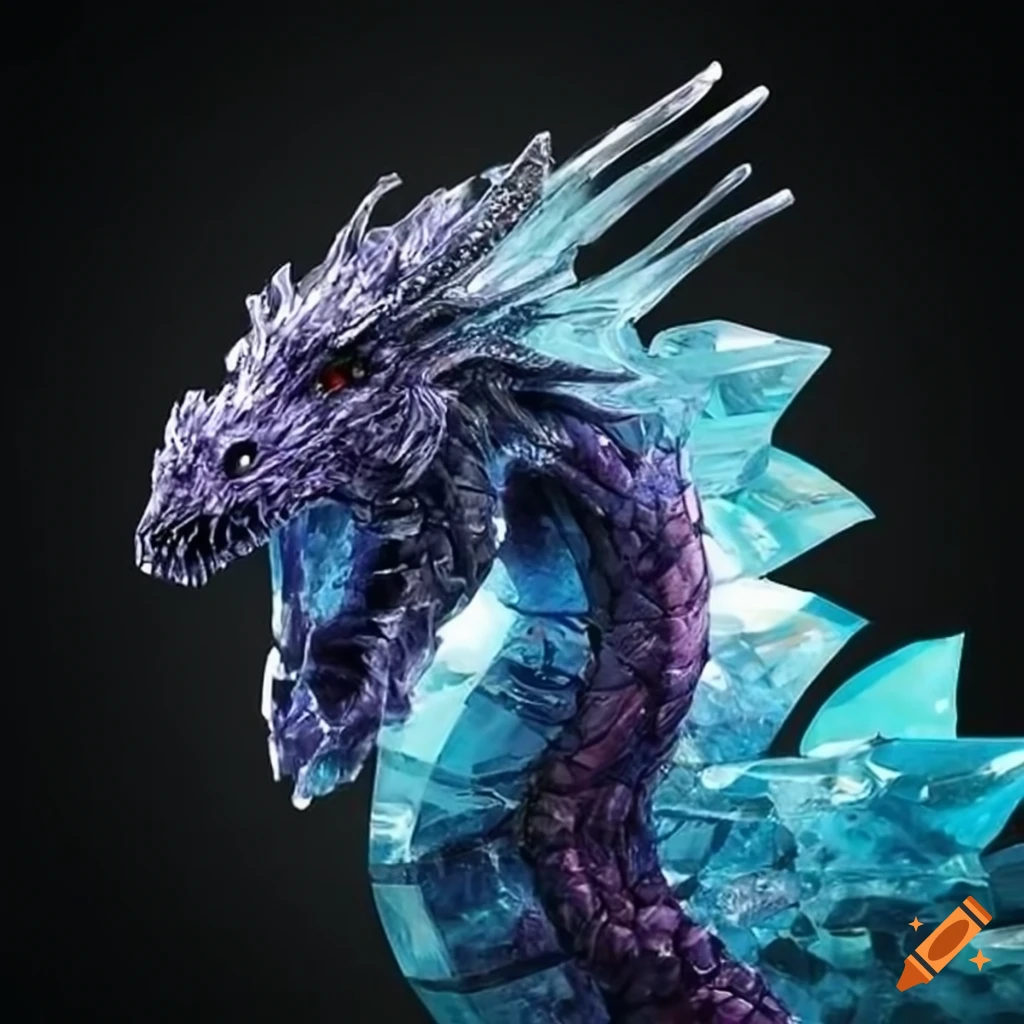Crystal dragon sculpture on Craiyon
