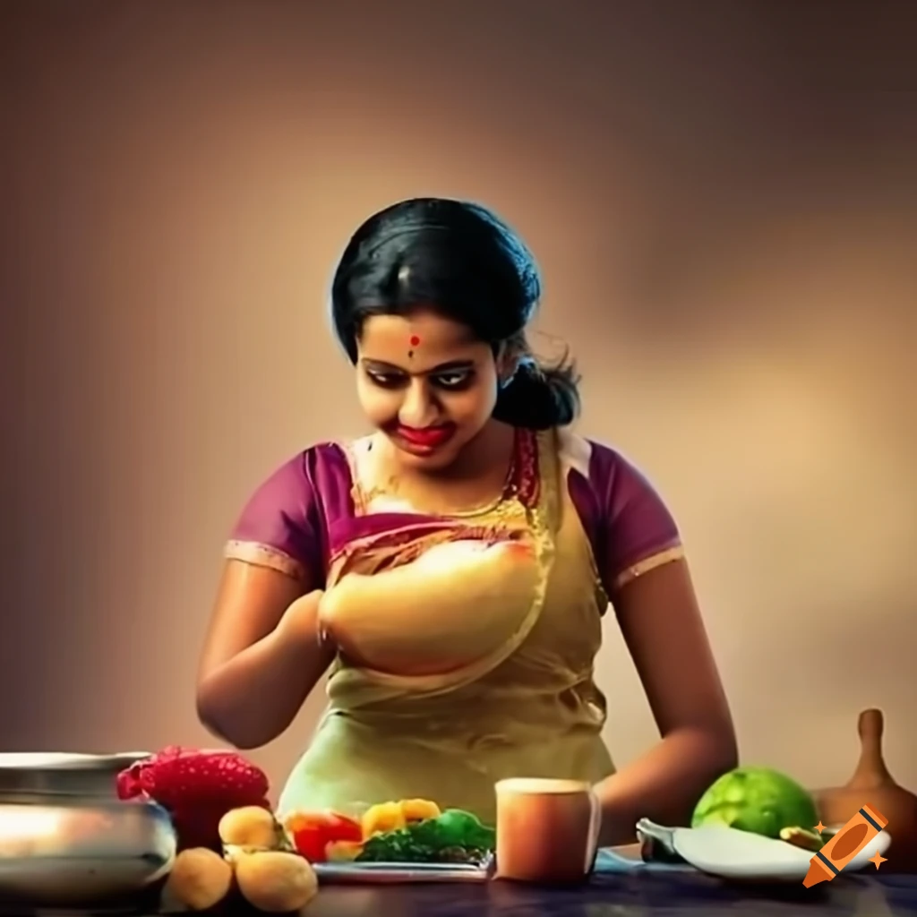 Kerala girl cooking in the kitchen on Craiyon
