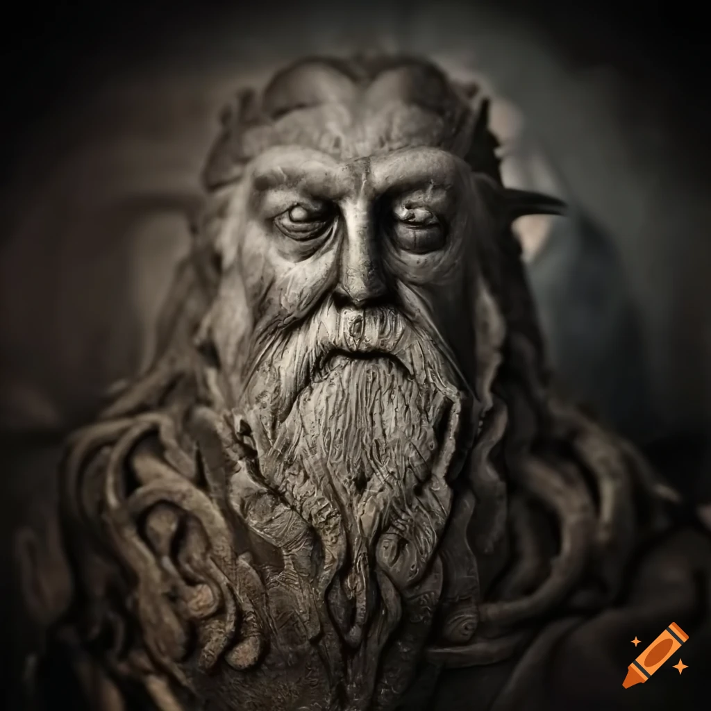 Depiction of odin with his two ravens