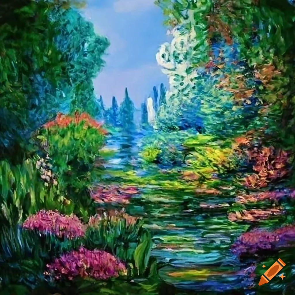 Painting of a picturesque garden with grand staircase on Craiyon