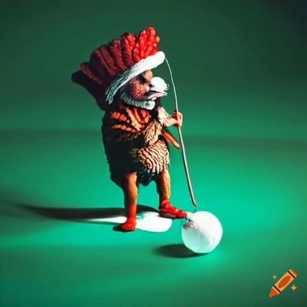 Funny image of a turkey playing mini golf on Craiyon