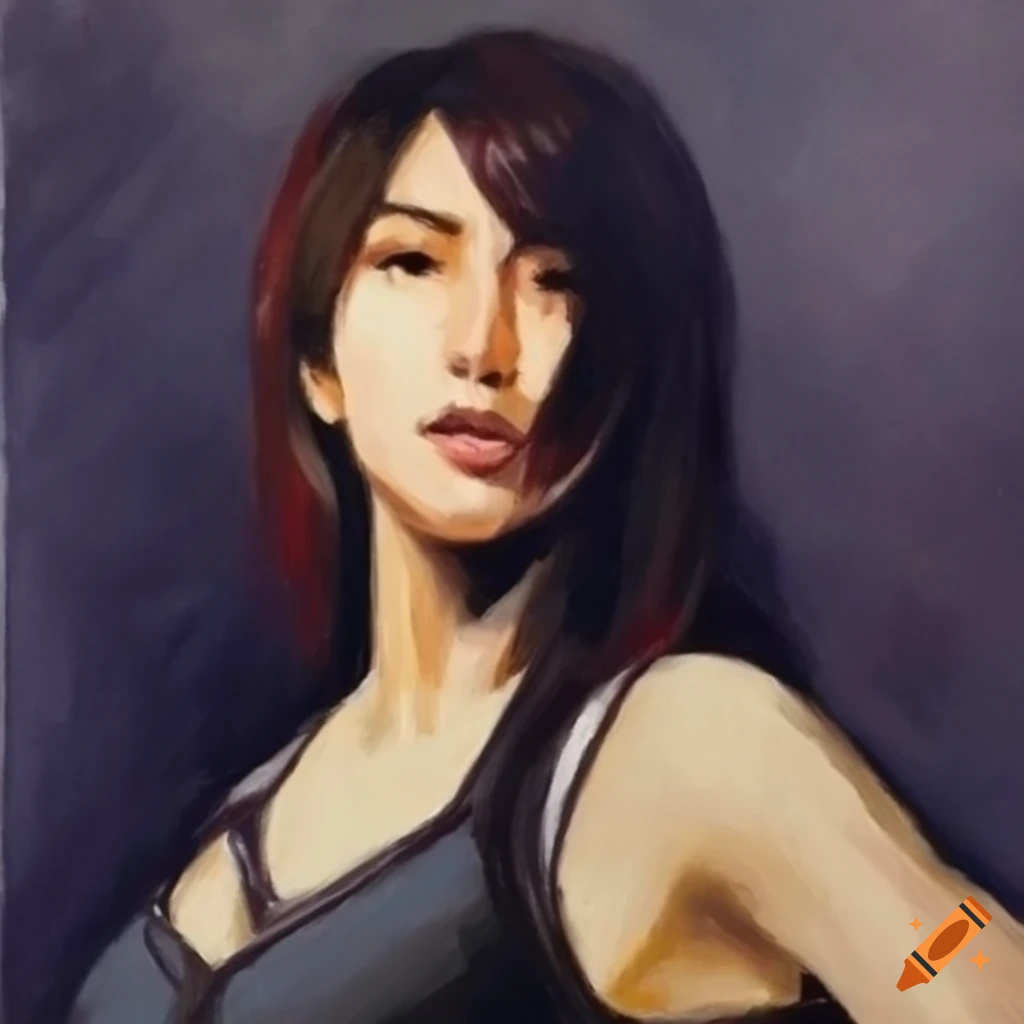 Oil painting of tifa lockhart