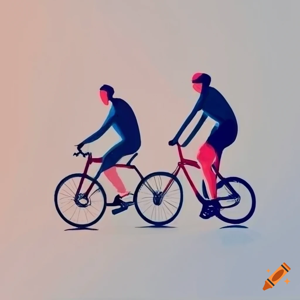 Comic style illustration of a cyclist with brown hair and beard on Craiyon