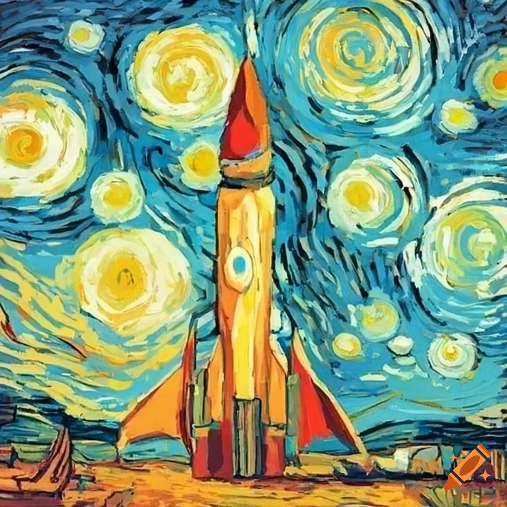 Van gogh-style rocket artwork
