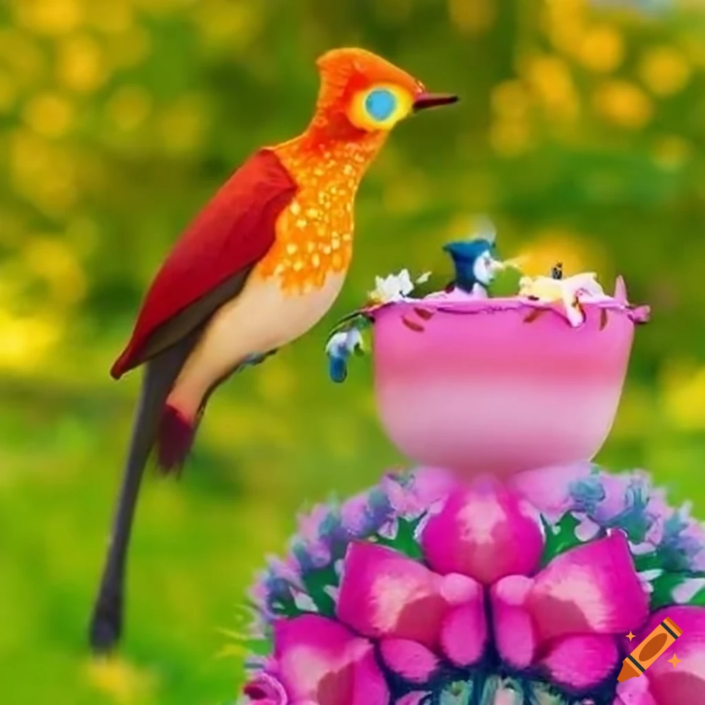 Adorable creatures in a colorful garden on Craiyon