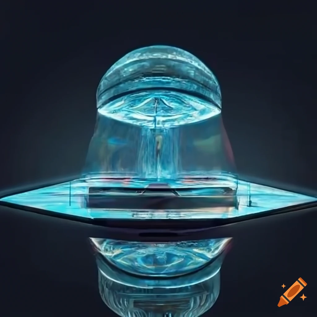 Futuristic museum with holographic self-reflection