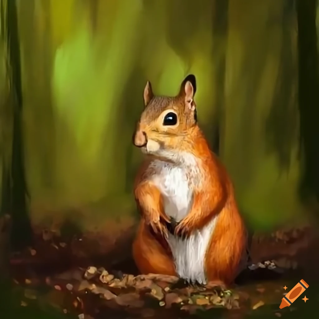 Epic artwork of a cute squirrel in magical surroundings on Craiyon