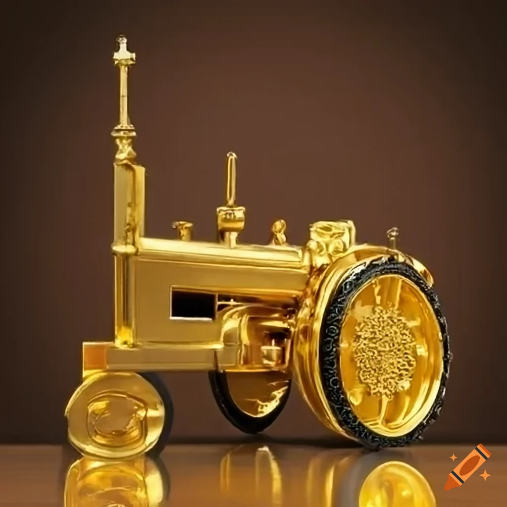 Book cover with a gilded gold tractor