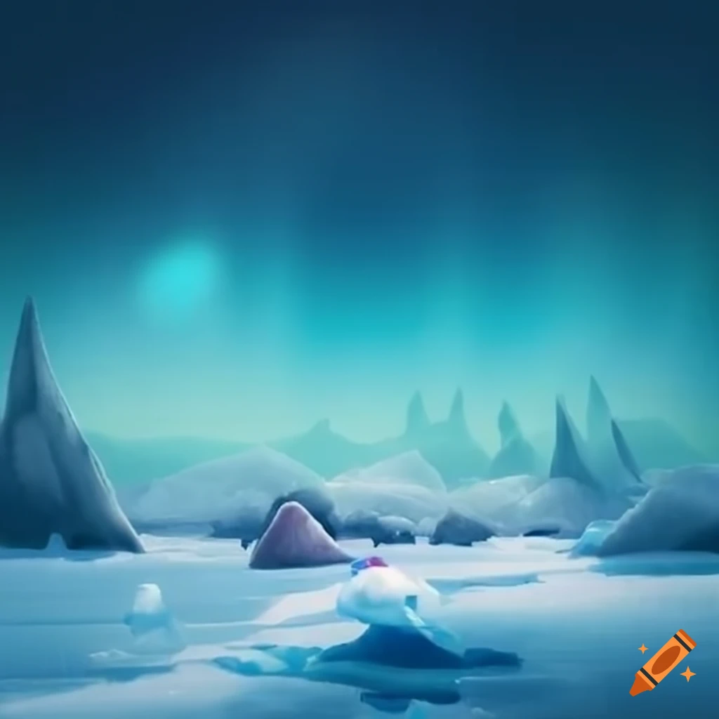 Ice Pikmin exploring an icy landscape on Craiyon