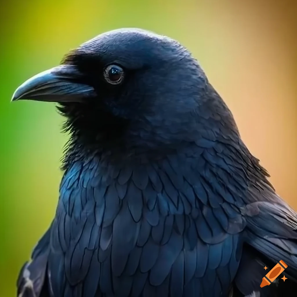 Close-up of a beautiful crow on Craiyon