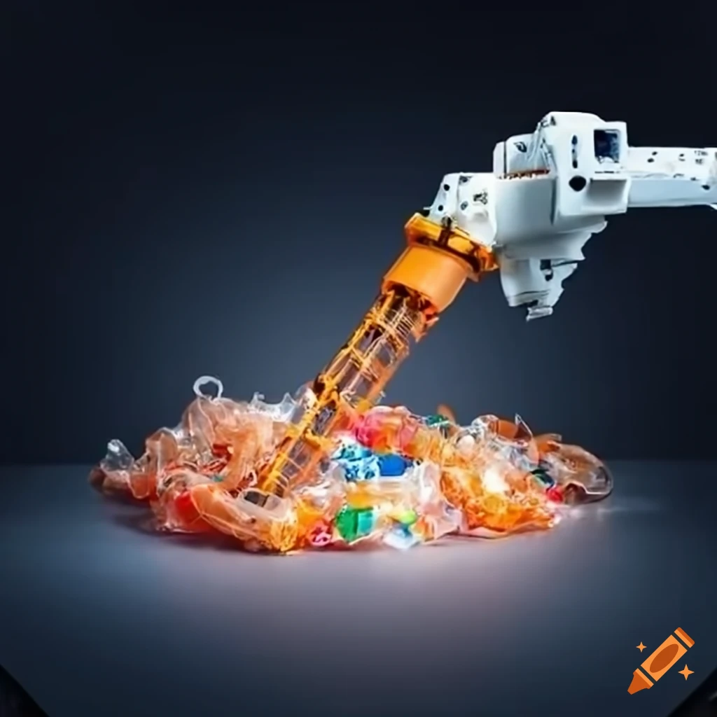 Industrial robotic cleaning plastic waste on Craiyon