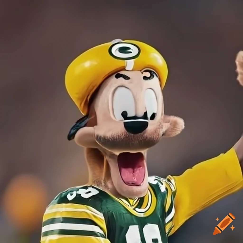 Max goof dressed as a green bay packers player on Craiyon