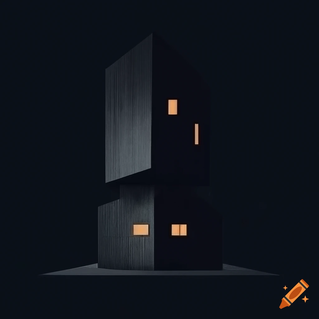 Minimalistic noir tower cabin architecture design on Craiyon