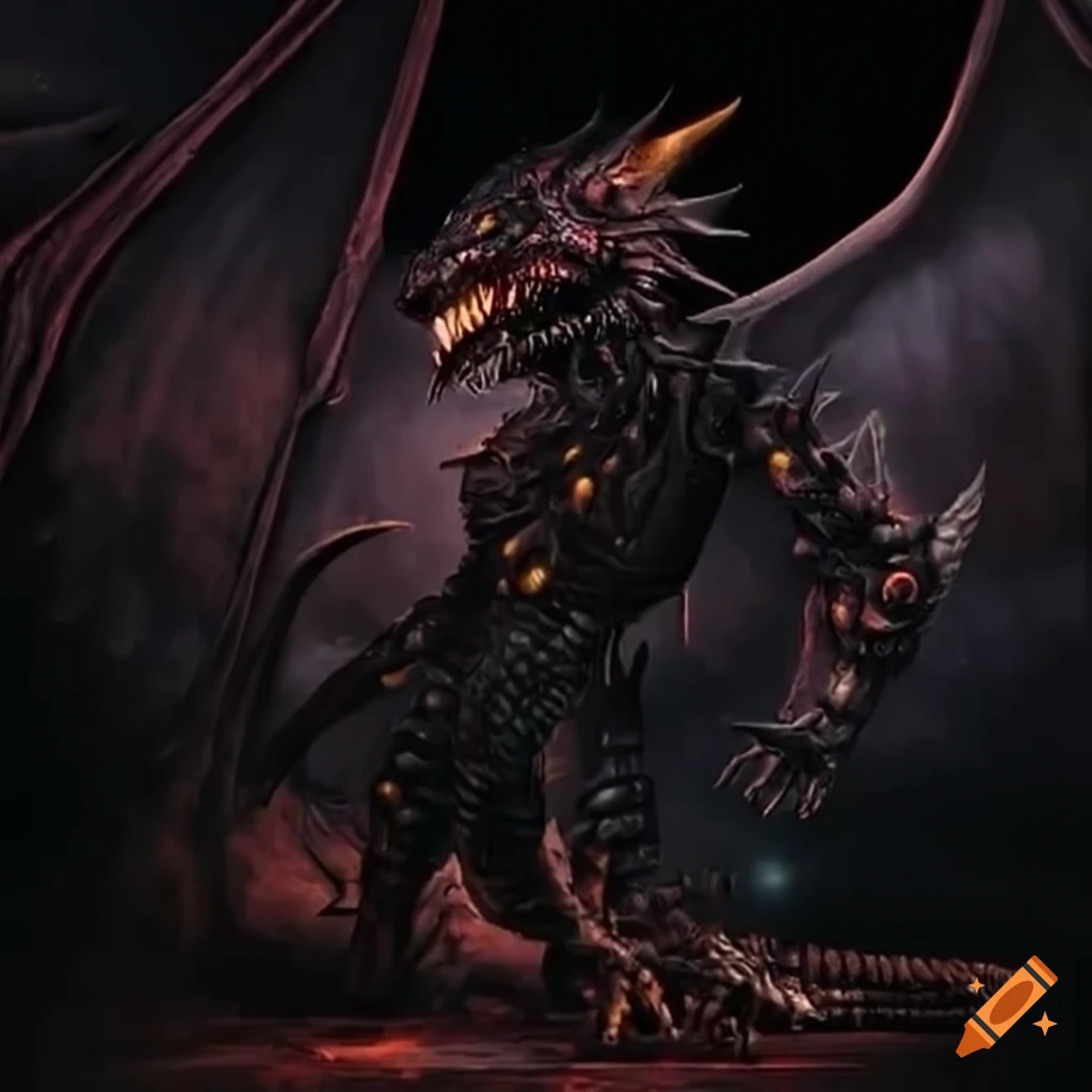 Image of a robotic dragon in a dark setting