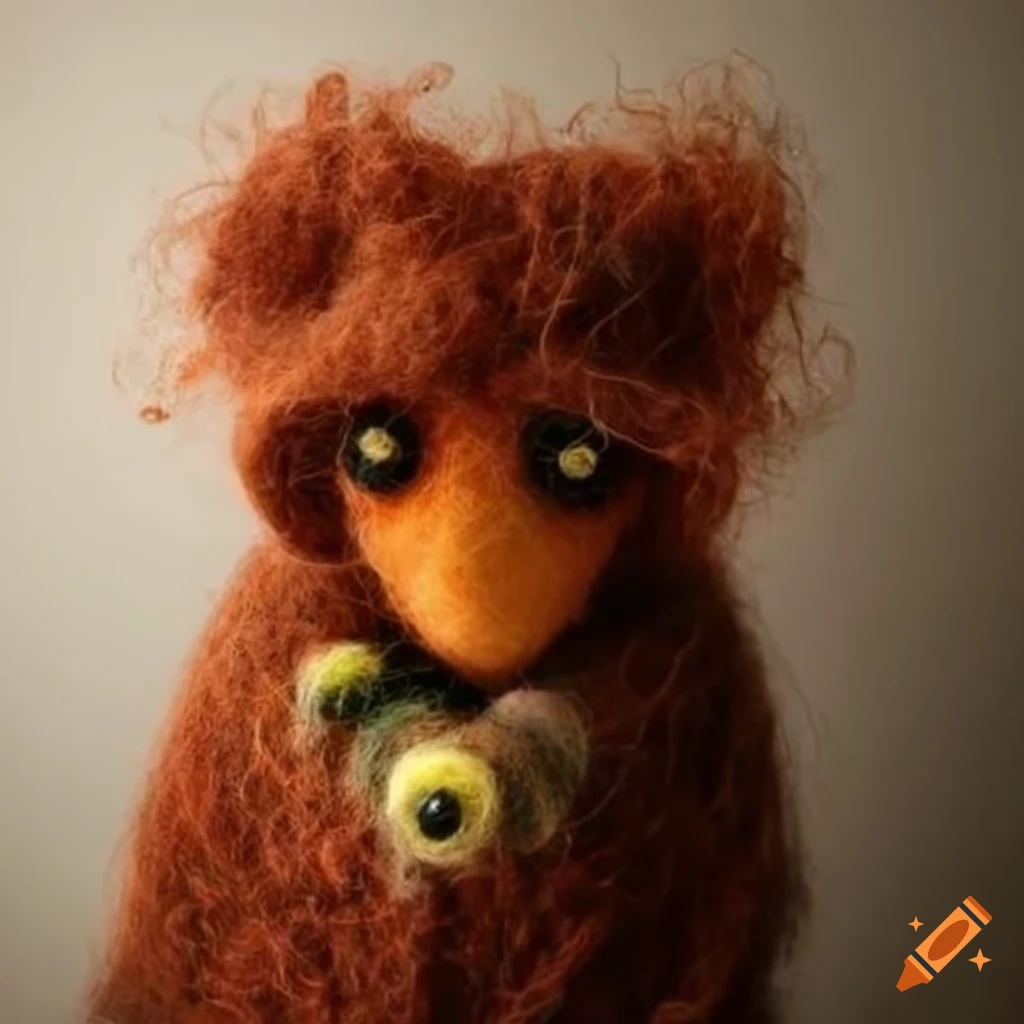 Detailed felted wool creatures with intricate clothing on Craiyon