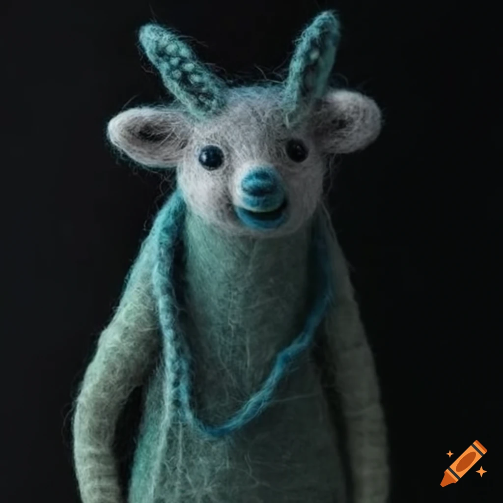 Detailed felted wool creatures with clothing