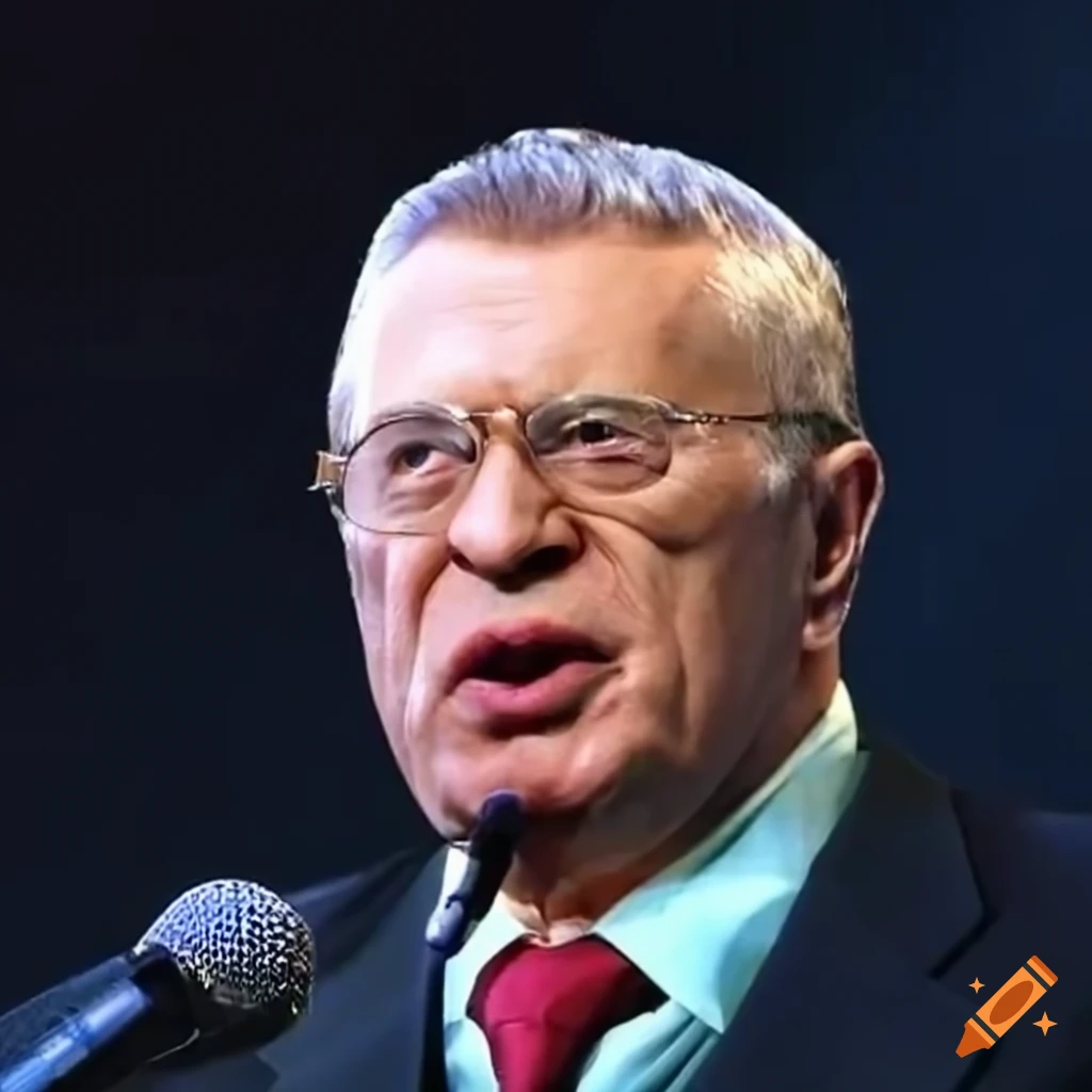 Vladimir zhirinovsky singing into a microphone on Craiyon