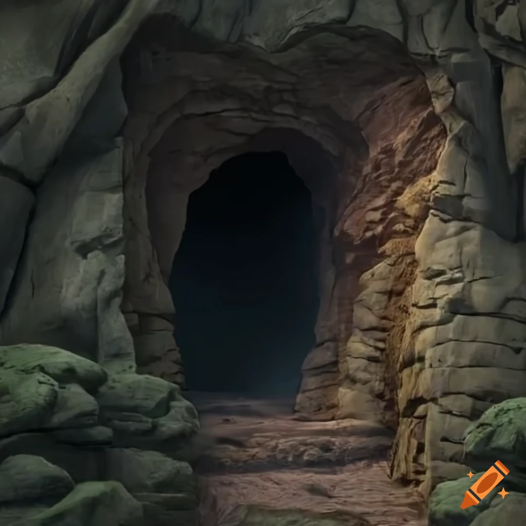 Horror scene in a dark cave on Craiyon