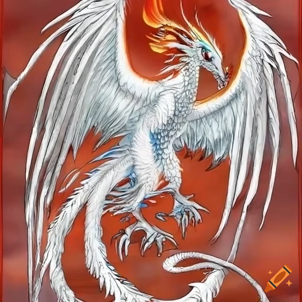 White Phoenix and Feathered dragon hybrid on Craiyon