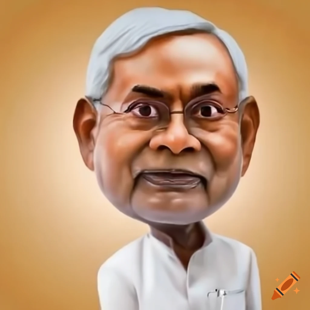 Funny caricature of nitish kumar with a bobble head on Craiyon