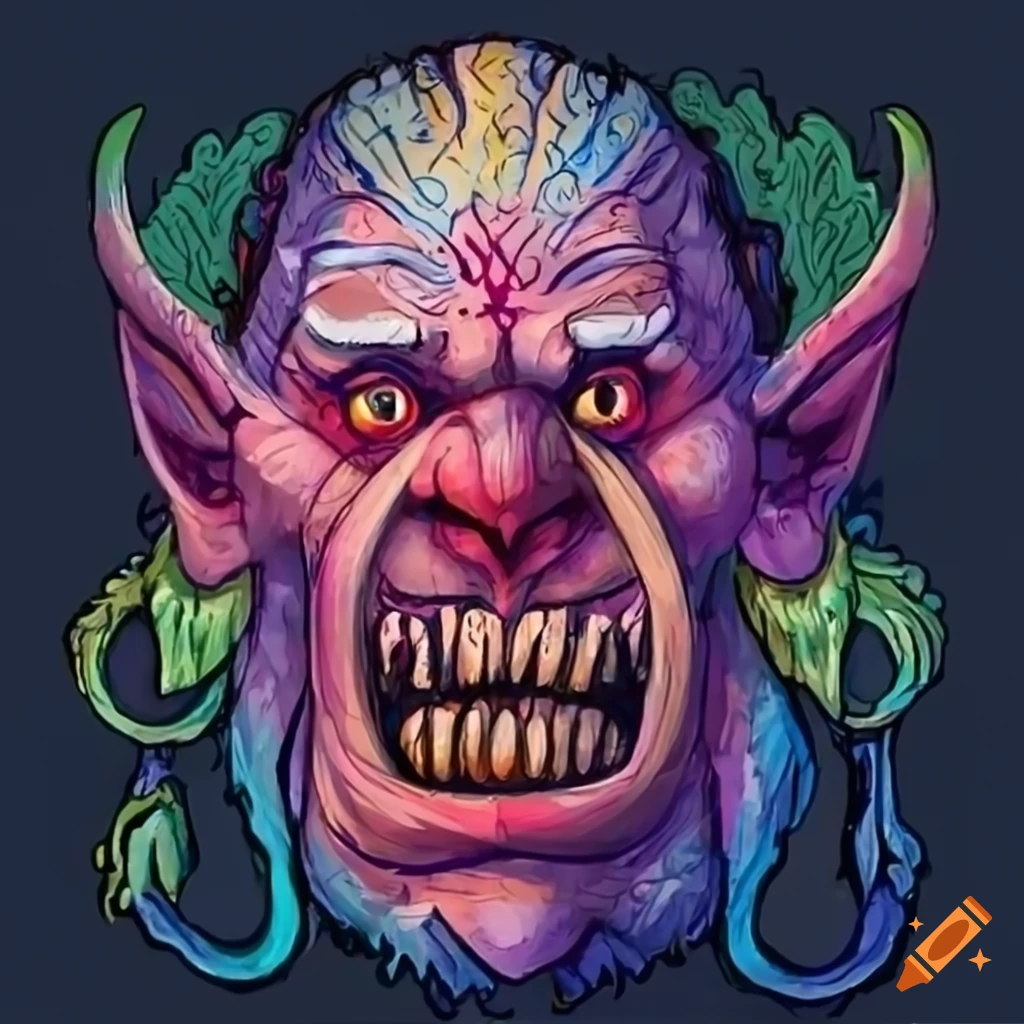 Smiling nordic ogre with butterfly on nose on Craiyon