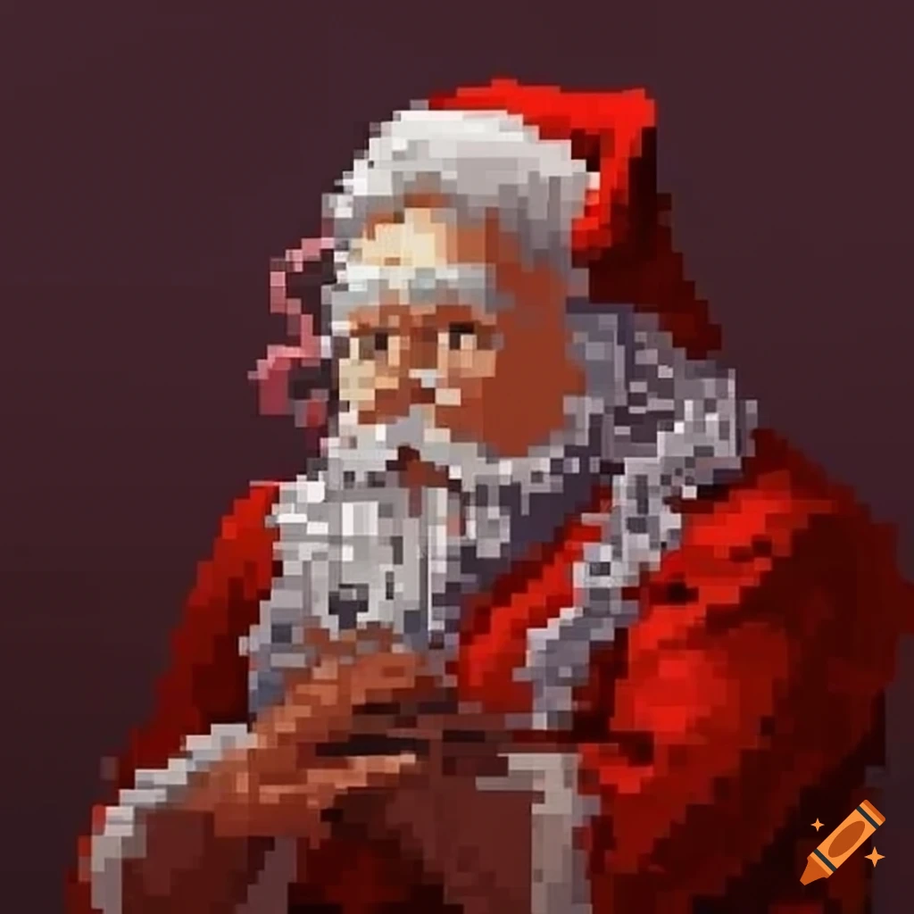 Pixel art lovecraftian santa claus on Craiyon