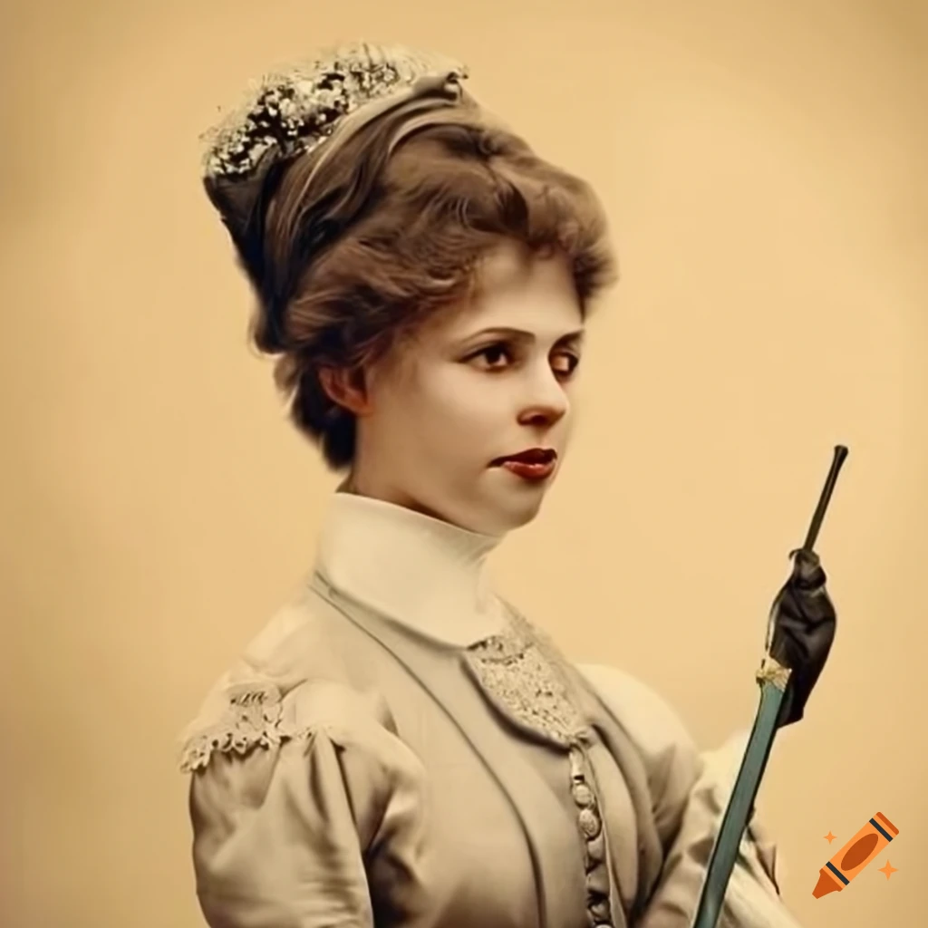 Vintage image of a female golfer in victorian dress on Craiyon