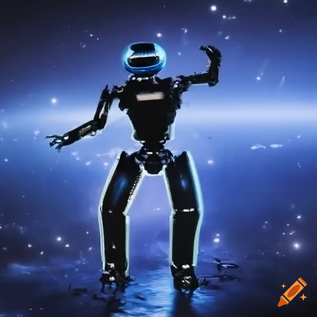 Techno robot dancing in outer space on Craiyon