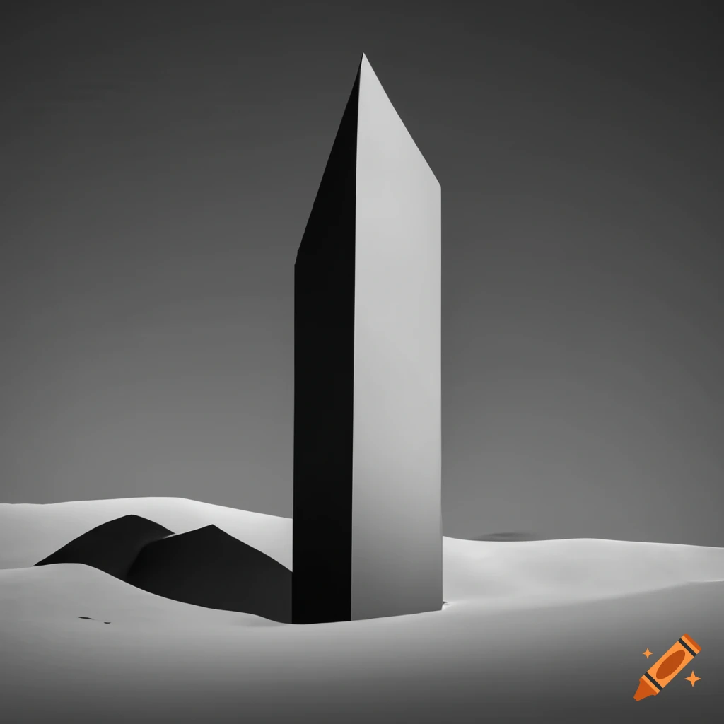 Monolith tower in black and white on Craiyon
