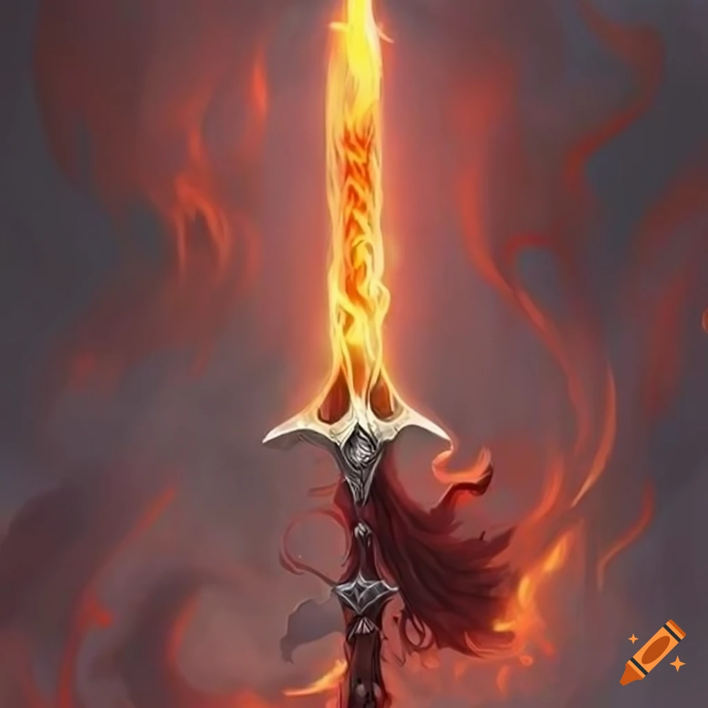 Flaming magic sword artwork