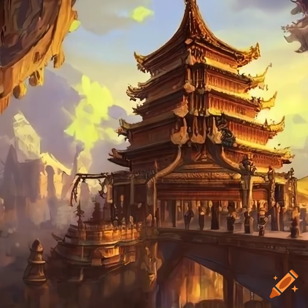 Fantasy artwork of a chinese monastery on Craiyon