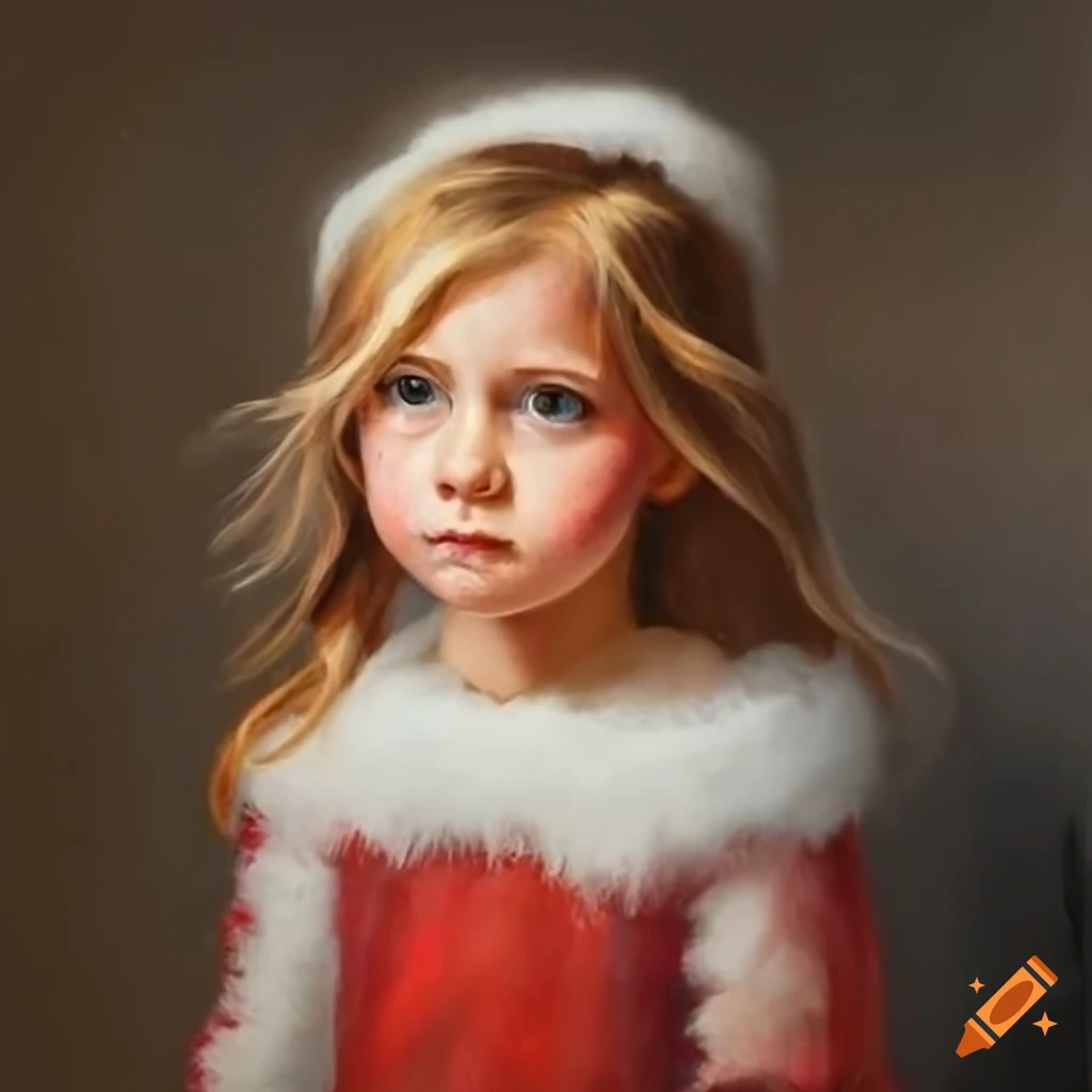 Christmas themed portrait of a contemplative child on Craiyon