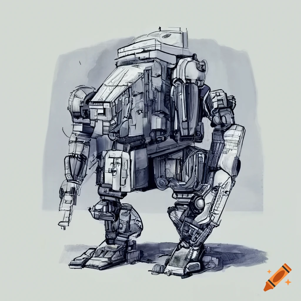 Mech in a graphic novel style with cel-shading on Craiyon