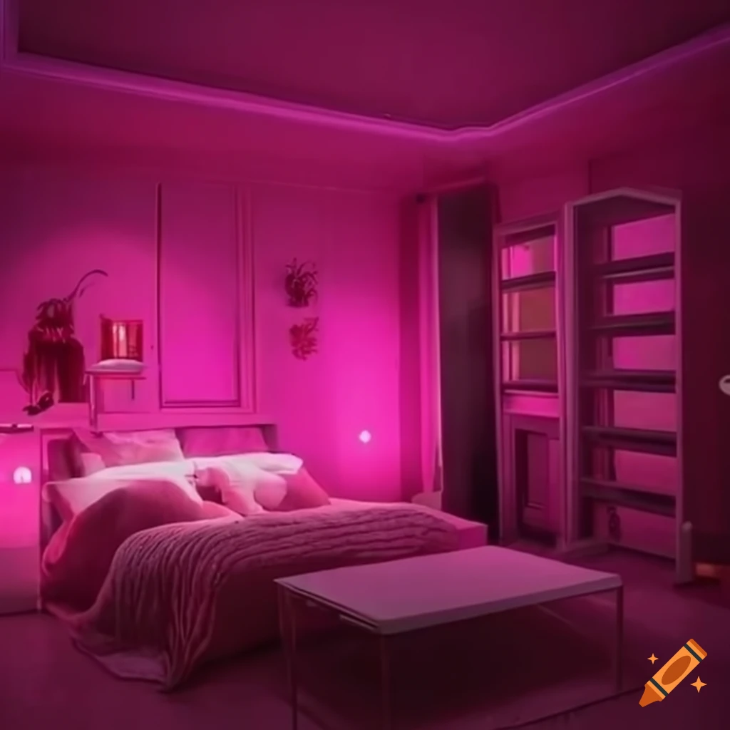 Cozy and feminine pink-themed studio room on Craiyon
