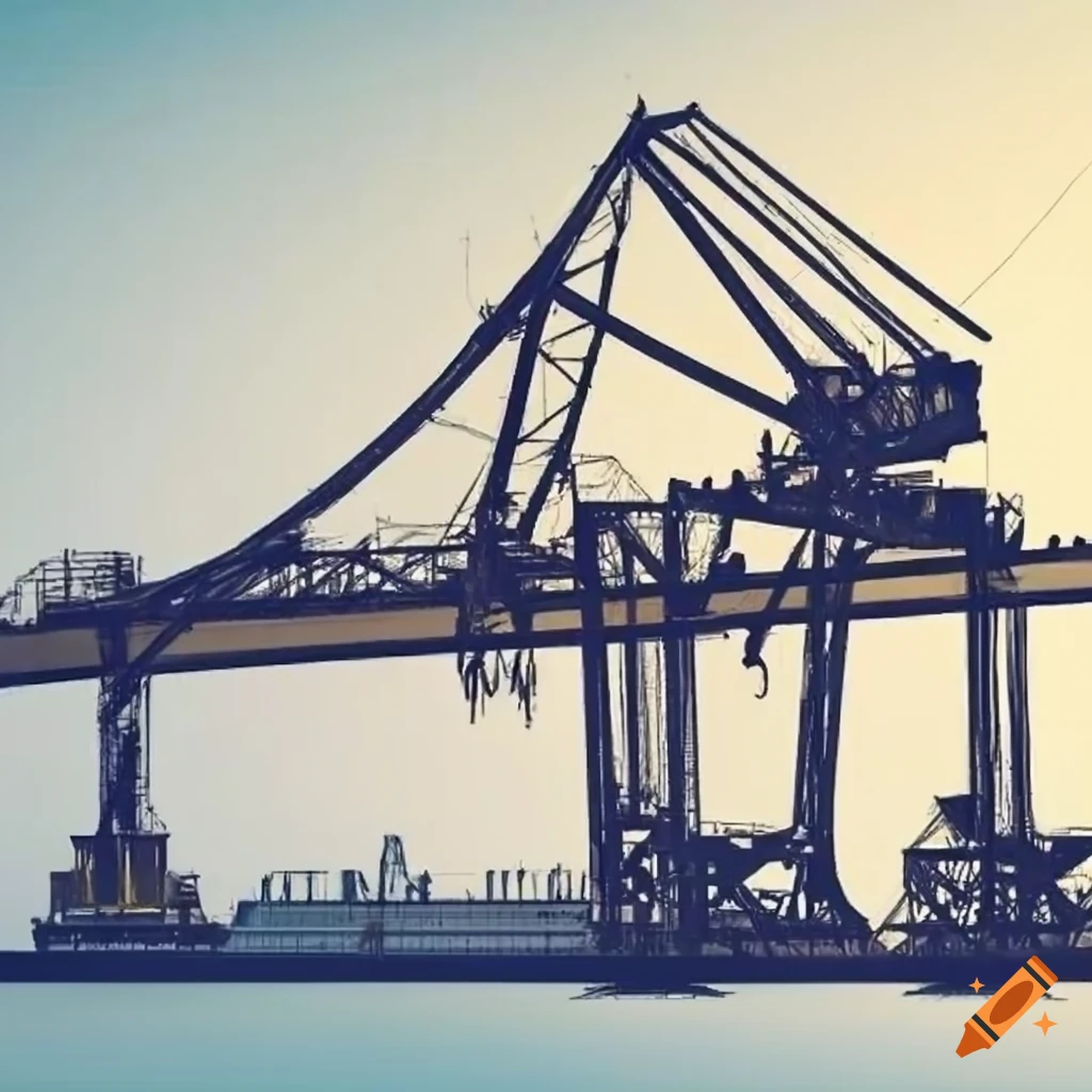 Sketch of a port crane on Craiyon