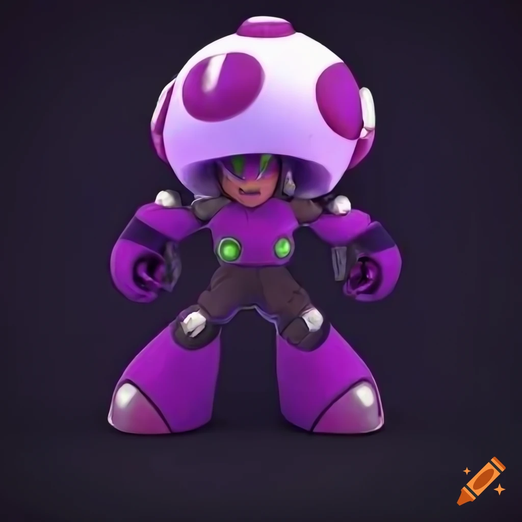 3d render of a mushroom-themed megaman boss on Craiyon