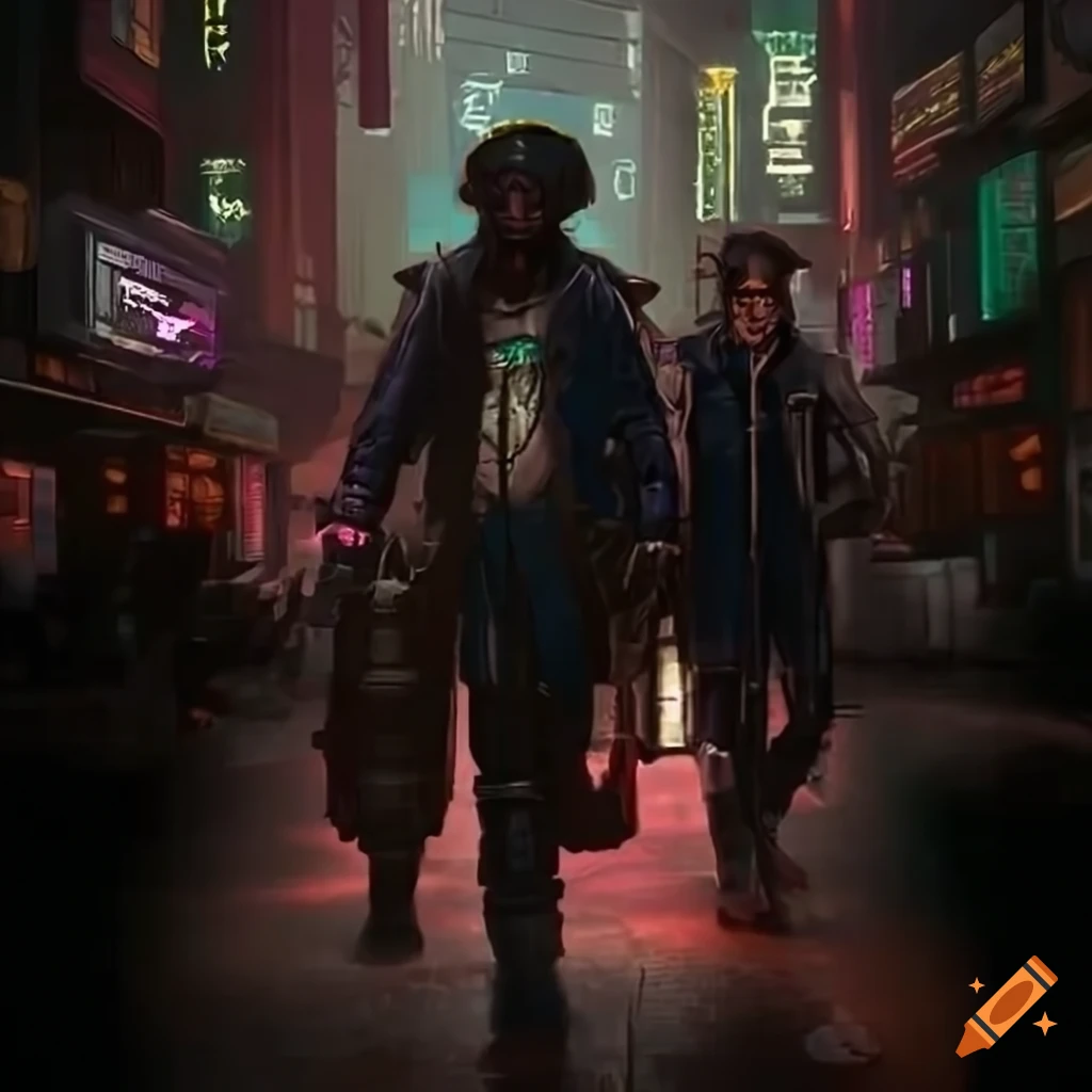 Cyberpunk guys at a bar