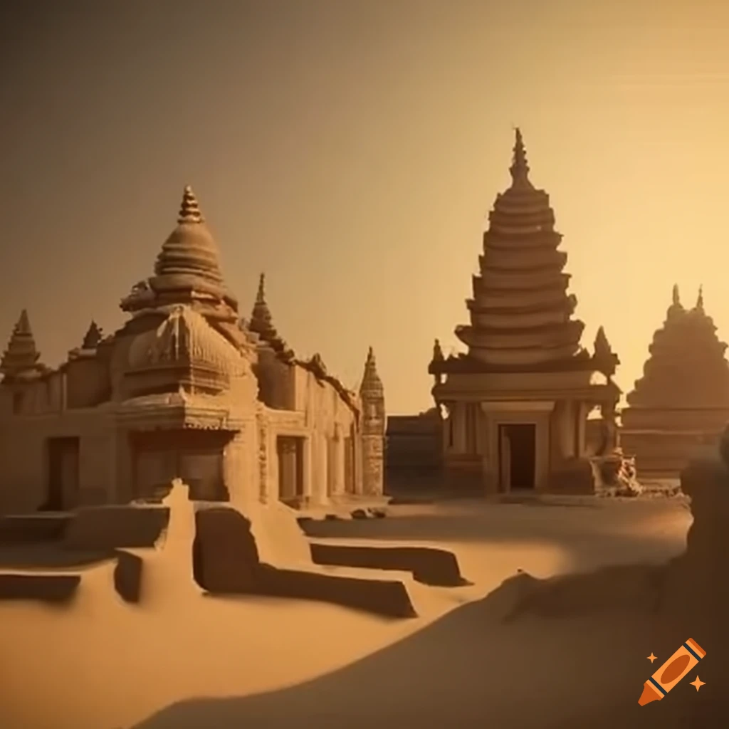Four-story temple in a sand village on Craiyon