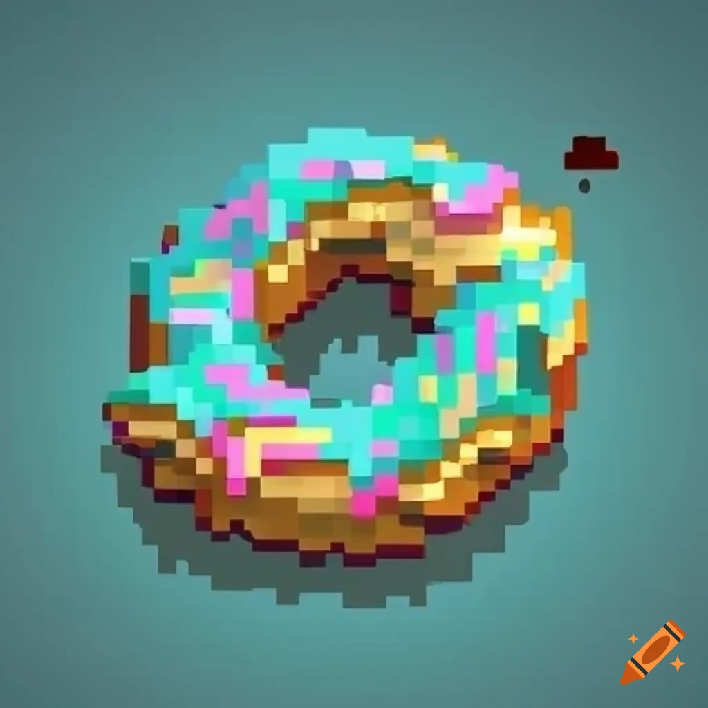 Pixel art of a donut on Craiyon