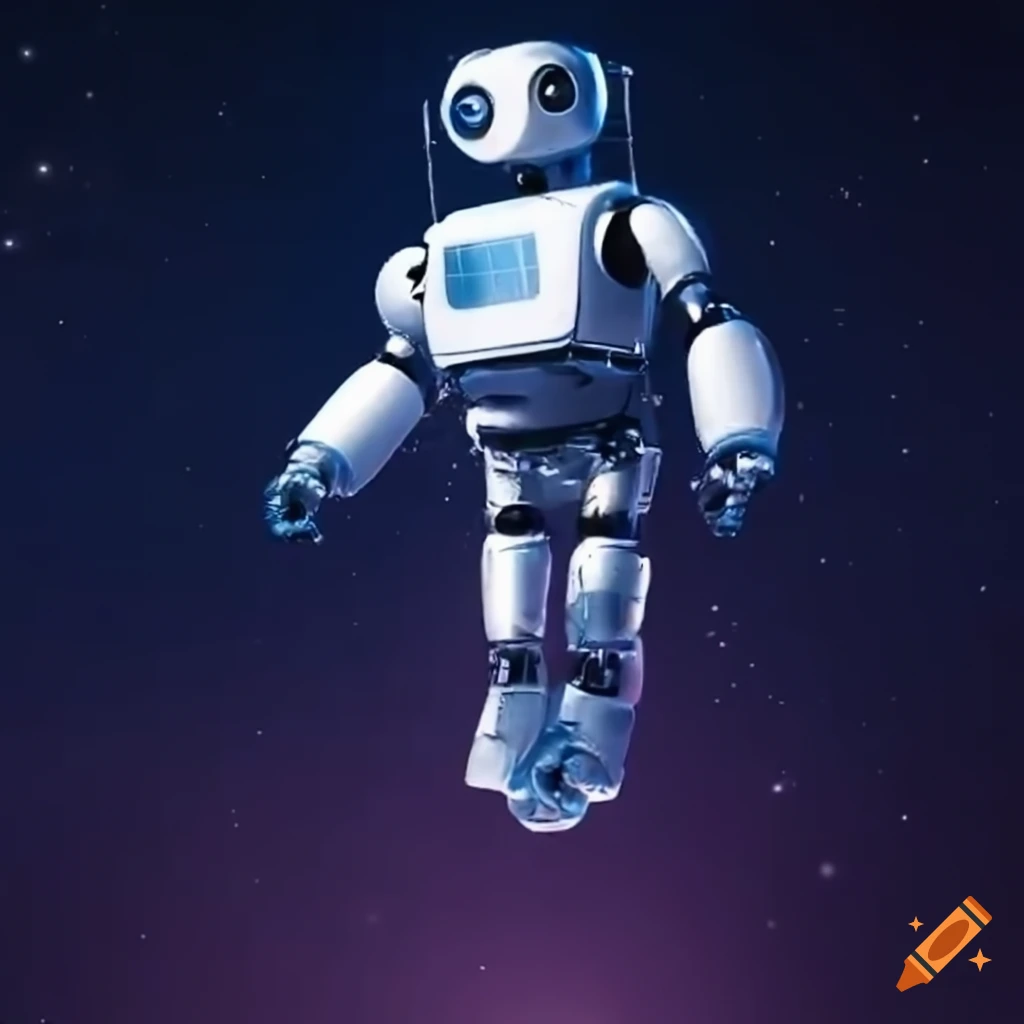Ai robot floating in space on Craiyon