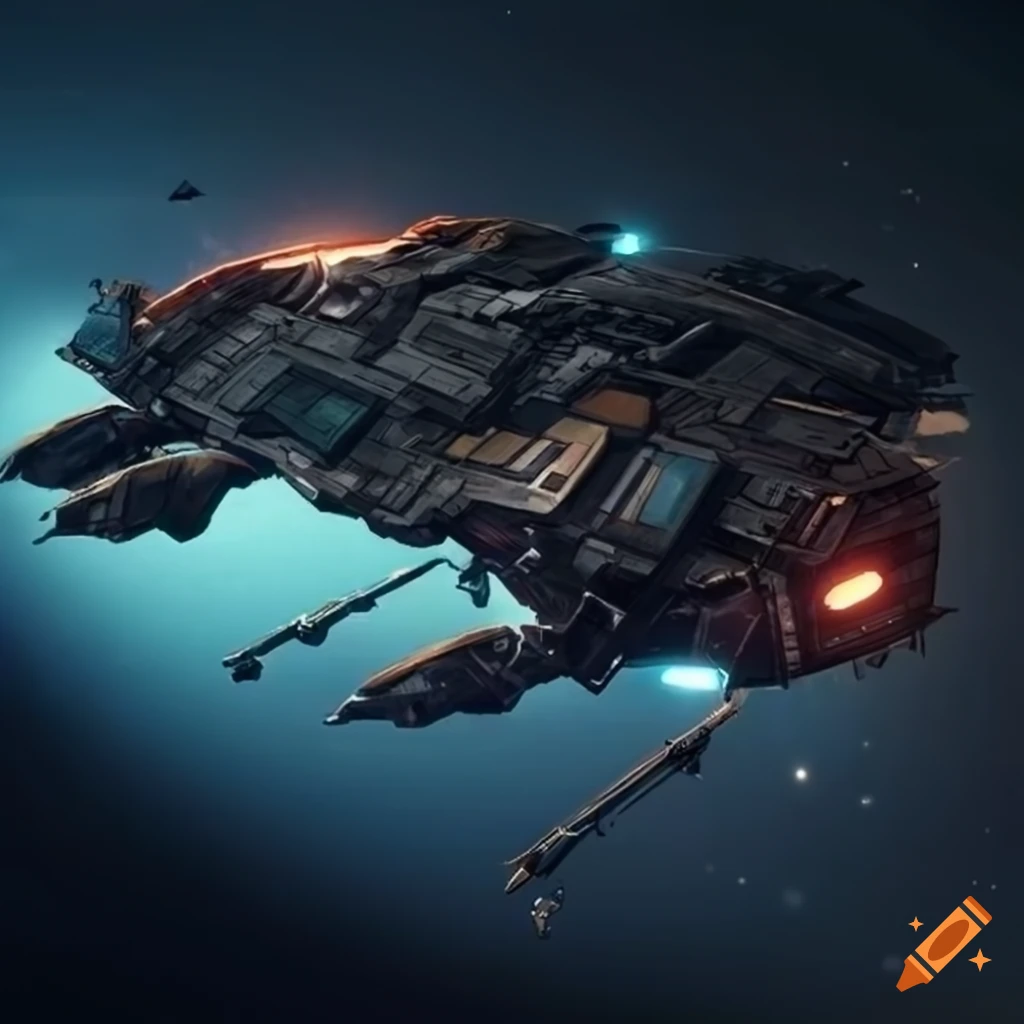 Spaceships docked on a futuristic port on Craiyon